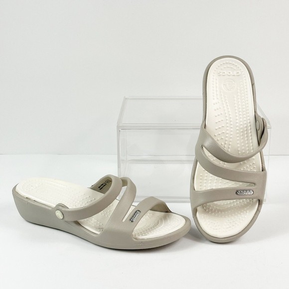 CROCS | Shoes | Crocs Patricia Low Wedge Slides Slip On Sandals Womens ...